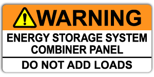 #455 - WARNING: ENERGY STORAGE - COMBINER PANEL – pvlabelpro